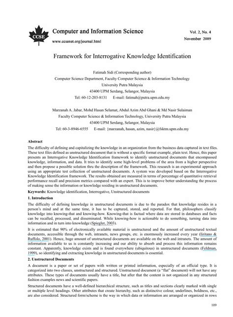 Pdf Framework For Interrogative Knowledge Identification Dokumentips