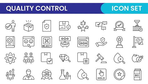 Quality Control Line Icon Set Included The Icons As Inspect Qa