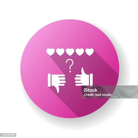 검토 속도 핑크 플랫 디자인 긴 그림자 글리프 아이콘 엄지 손가락 위아래로 좋아요와 싫어하는 손 표시 만족도 수준입니다 긍정적이고 부정적인 제스처 실루엣 Rgb 컬러
