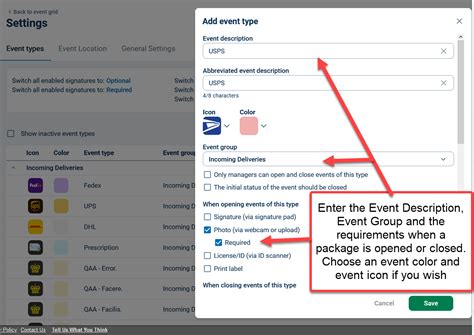 Product Update Event Log Settings Event Types Event Locations And General Settings Staff
