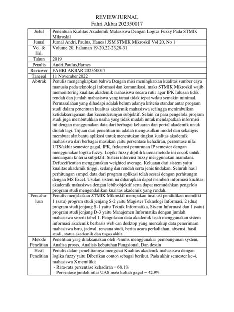 Tugas 2 Review Jurnal Logic Fuzzy Kcb Pdf