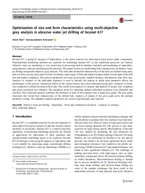 Pdf Optimization Of Size And Form Characteristics Using Multi Objective Grey Analysis In