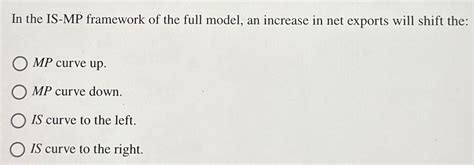 Solved In The IS MP Framework Of The Full Model An Increase Chegg