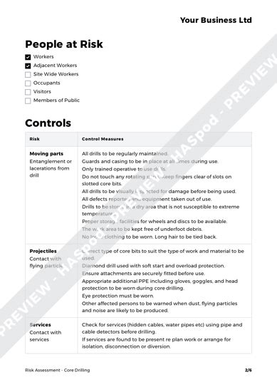 Core Drilling Risk Assessment Template HASpod
