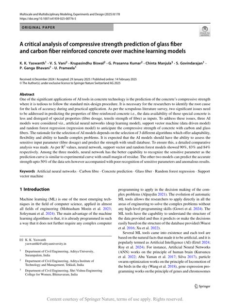 A Critical Analysis Of Compressive Strength Prediction Of Glass Fiber And Carbon Fiber