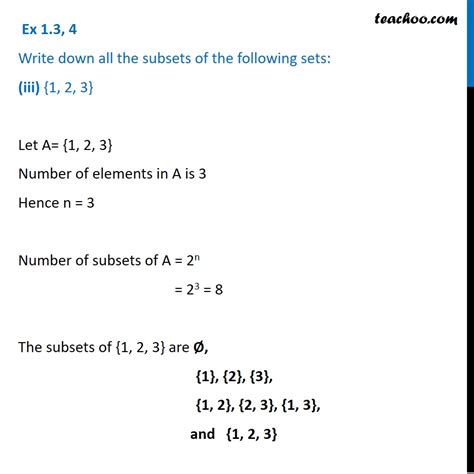 Ex 13 4 Write Down All The Subsets Of I A A B