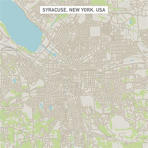 Syracuse New York Us City Street Map Digital Art By Frank Ramspott Pixels