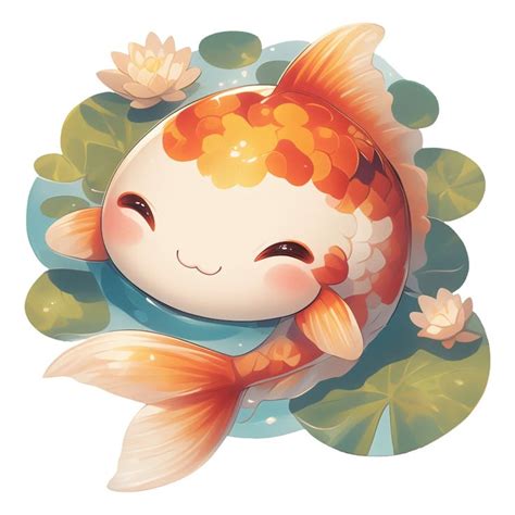 Cute Kawaii Happy Koi Fish Carp Sticker
