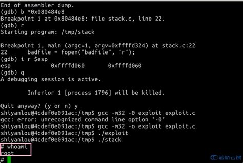 缓冲区溢出漏洞实验 蓝桥云课