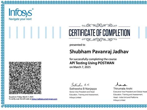 successfully completed the api testing with postman certification at… shubham jadhav