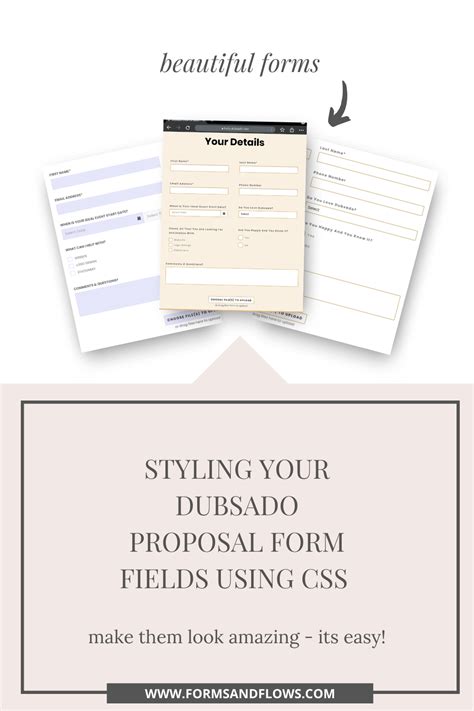 Styling Dubsado Form Fields Cheat Sheet Forms And Flows Proposal