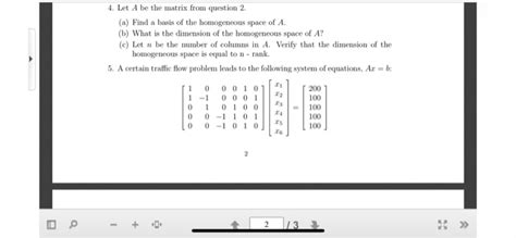 Solved Let A Be The Matrix From Question A Find A Chegg Com