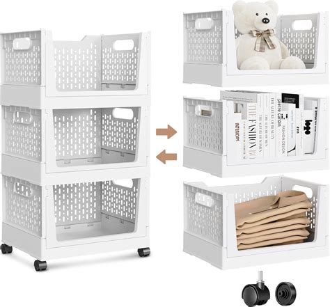 Stackable Storage Bins Folding Collapsible Closet