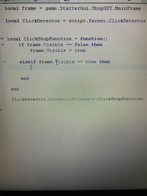 Im Trying To Use A Click Detector To Open A Screen Gui For My Storefront Here Is My Script I