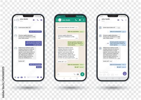 Messenger Ui Template Social Communication App Mockup Chat Application Concept Vector