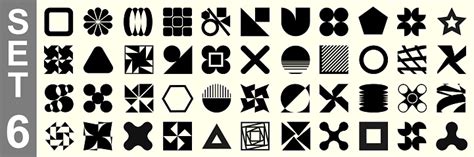 잔인한 모양 최소한의 스타일 디자인 기하학적 인 세트 6 포스트 모던 기하학적 형태 현대적인 벡터 모양과 형태 트렌디한 복고풍 디자인 기호 및 요소 Brutalism에 대한