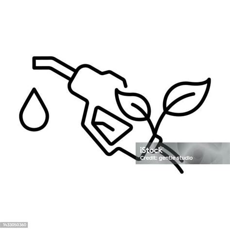 수송 선 아이콘을 위한 연료 분사구 에코 힘 생태 주유소 픽토그램 석유 에너지 펌프 환경 친화적 인 석유 산업 개요 아이콘 편집 가능한 스트로크 격리된 벡터 일러스트 레이