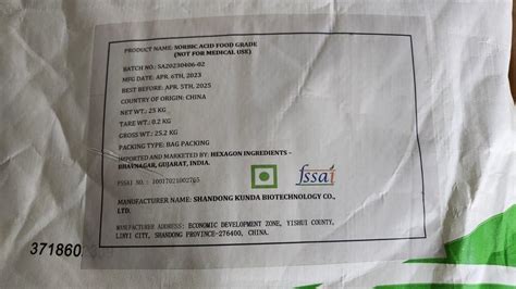 Sorbic Acid Food Grade Packaging Type Box Packaging Size 25kg At Best Price In Surat