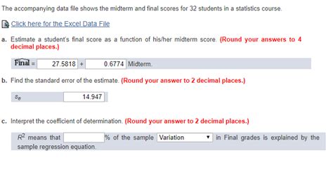 Solved The Accompanying Data File Shows The Midterm And