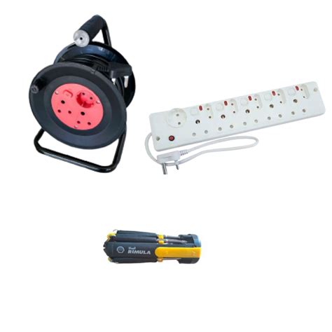 30m Extension Cable Reel With 11 Way Multi Plug And Screwdriver Set