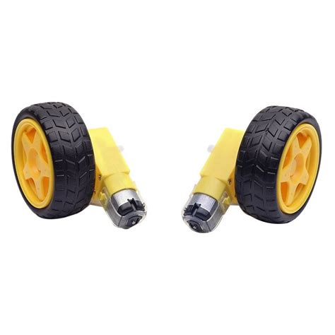 2pcs Plastic Tire Wheel With Gear Motor Dual Shaft For Smart Car Robot Arduino Pack Of 2