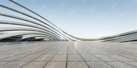 Premium Photo 3d Render Of Abstract Futuristic Architecture With Concrete Floor