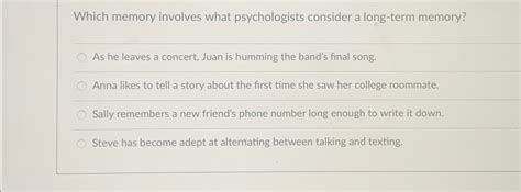 solved which memory involves what psychologists consider a