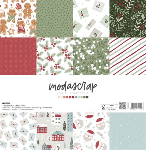 Paper Pack Modascrap 12×12 Inch Traditional Christmas Trxpp12 Arte Di