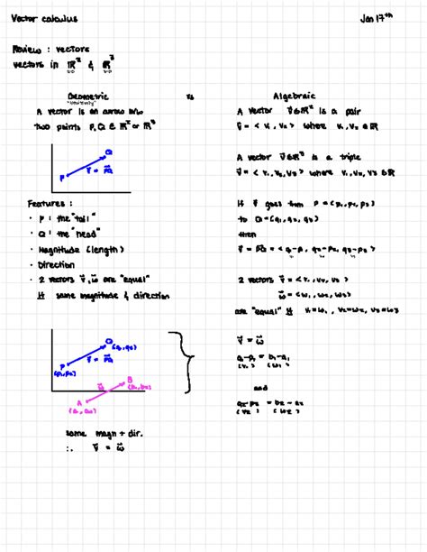 233 Notes Lecture 1 Vector Calculus Jon 17th Review