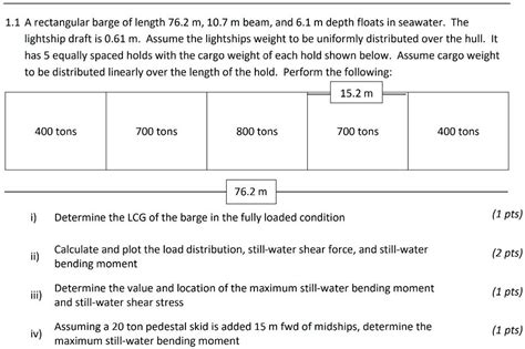 1 1 a rectangular barge of length 76 2 m 10 7 m beam and 6 1 m depth