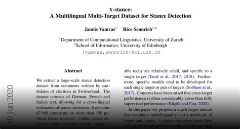Paper Page X Stance A Multilingual Multi Target Dataset For Stance Detection