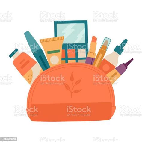 여자를위한 다양한 장식 메이크업 물건오픈 화장품 가방 플랫 디자인에 대한 스톡 벡터 아트 및 기타 이미지 플랫 디자인 0명 가방 Istock