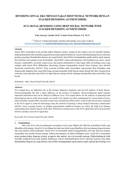 denoising sinyal ekg menggunakan deep neural network dengan stacked