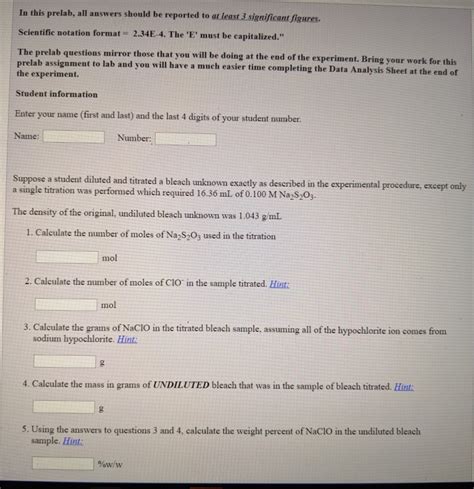 In This Prelab All Answers Should Be Reported To At Chegg Com