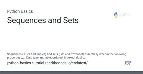 Sequences And Sets Python Basics 2510