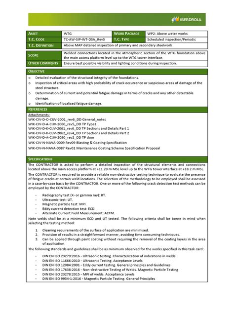 Tc Aw Sip Wt Dsa Rev5 Pdf Nondestructive Testing Applied And