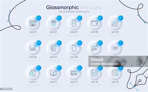 터치 스크린 휴대폰 보호 및 웹 앱용 지갑 라인 아이콘 세트입니다 픽토그램 아이콘입니다 벡터 5g에 대한 스톡 벡터 아트 및 기타 이미지 Istock