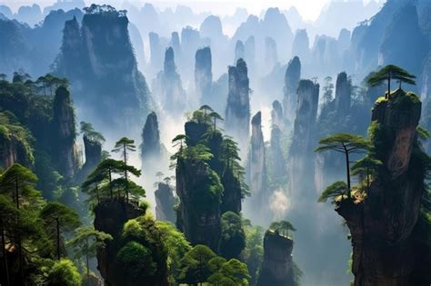 Premium Ai Image Stunning Landscapes In Wulingyuan Scenic Area China