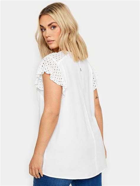 Yours Curve Flutter Sleeve Details Ss Top White Very