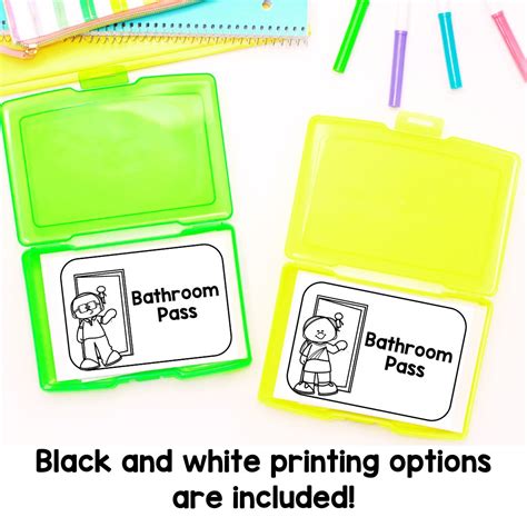 Bathroom Pass Restroom Passes Printable Classroom Management Aimeesedventuresllc