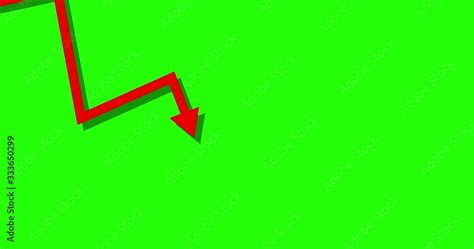 Red Downward Arrow As A Symbol Of Failure On Green Screen Or Chroma Key Background Negative