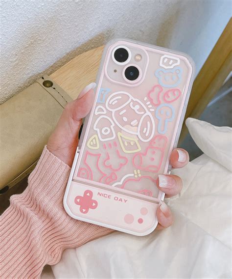 강아지 아이폰 거치대 풀커버 투명 실리콘 젤리 핑크 귀여운 하이틴 친구 선물 우정 커플 생일 핸드폰 휴대폰 애플 폰 케이스 아이폰케이스 X Xr 11 12 프로 13 프로맥스