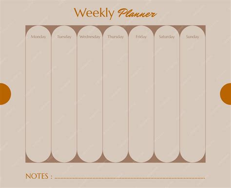 Tarjeta De Plantilla Gratuita De Planificador Semanal Vectorial Para
