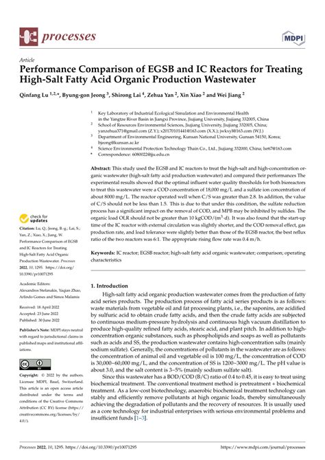 Pdf Performance Comparison Of Egsb And Ic Reactors For Treating High