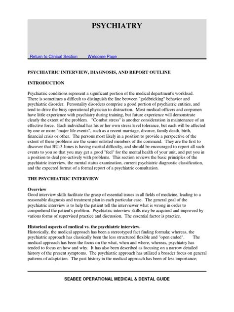 Psychiatry Interview Template