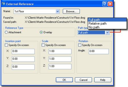 Xref Path Type Options In AutoCAD