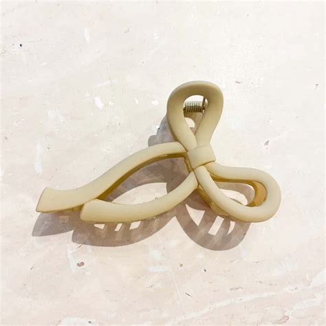 Angels Whisper Beige Romy Matte Bow Claw Clip By San Sebastian