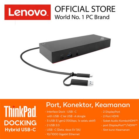 Promo Lenovo ThinkPad Hybrid USB C Dock With USB A Dongle Docking Expands Cicil X Kota