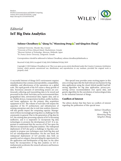 Pdf Iot Big Data Analytics