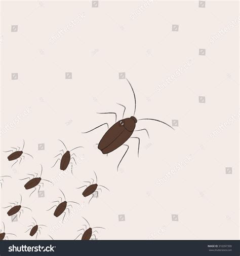 Cockroach Moving Background Isolated Vector Object Stock Vector